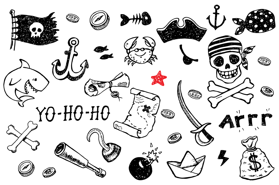 Pirate doodles set +8patterns ~ Illustrations on Creative Market