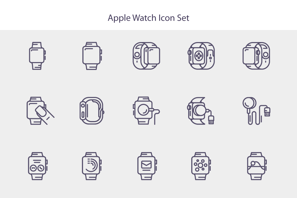 Line Apple Watch Icon Set ~ Icons on Creative Market