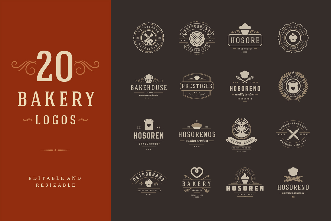 20 Bakery Logotypes and Badges ~ Logo Templates on Creative Market