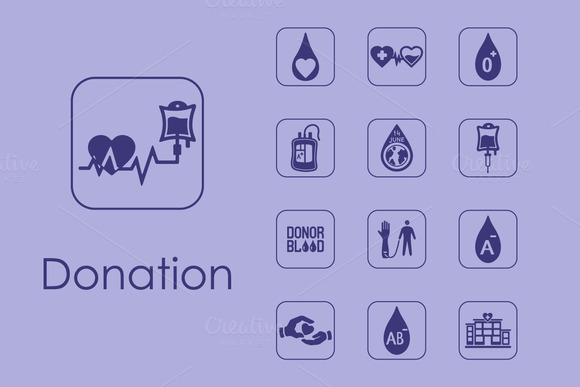 Set of donation simple icons ~ Icons on Creative Market