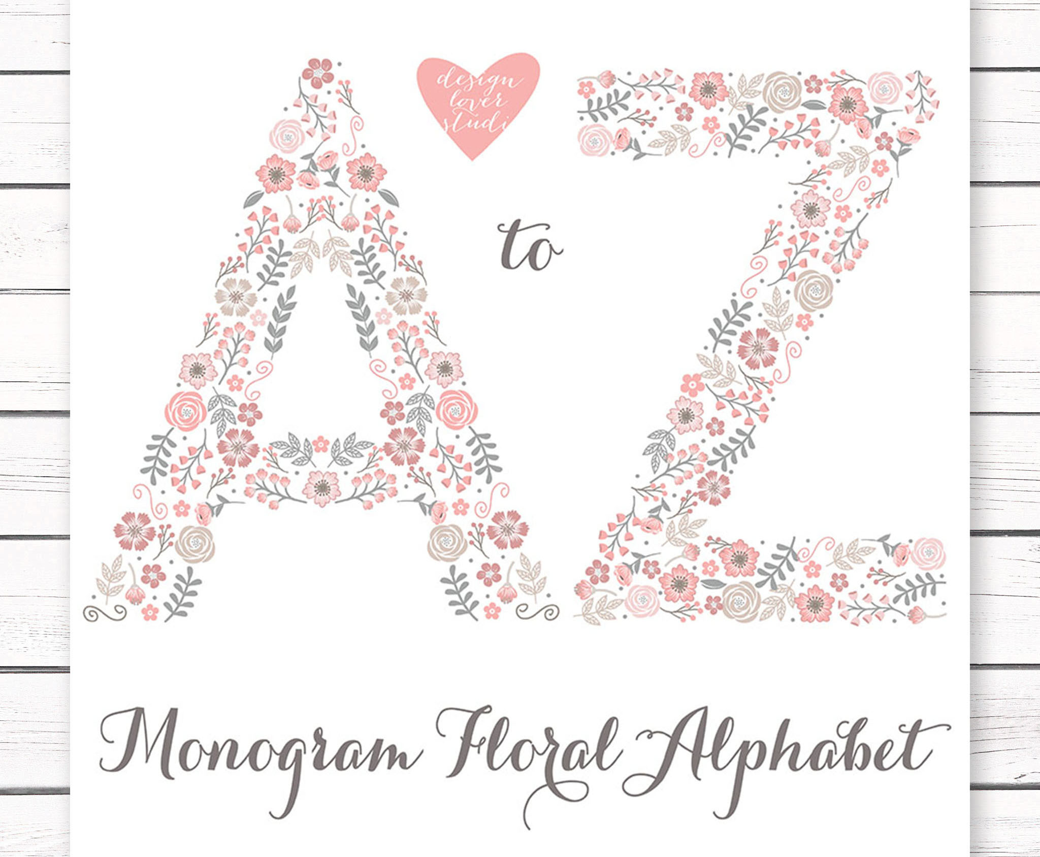 Vector floral Alphabet clipart ~ Illustrations on Creative Market