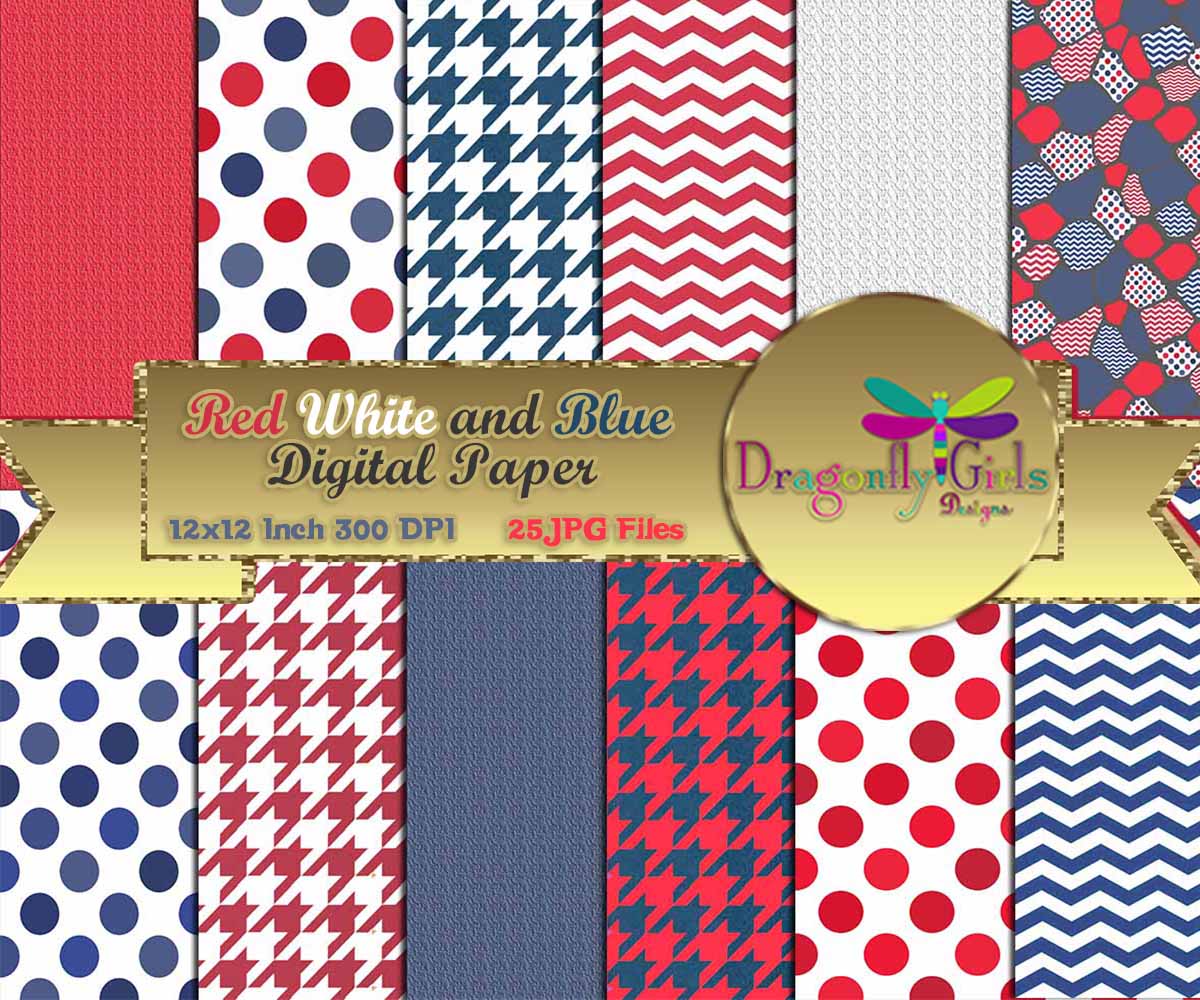 Red White Blue Digital Paper ~ Graphics on Creative Market