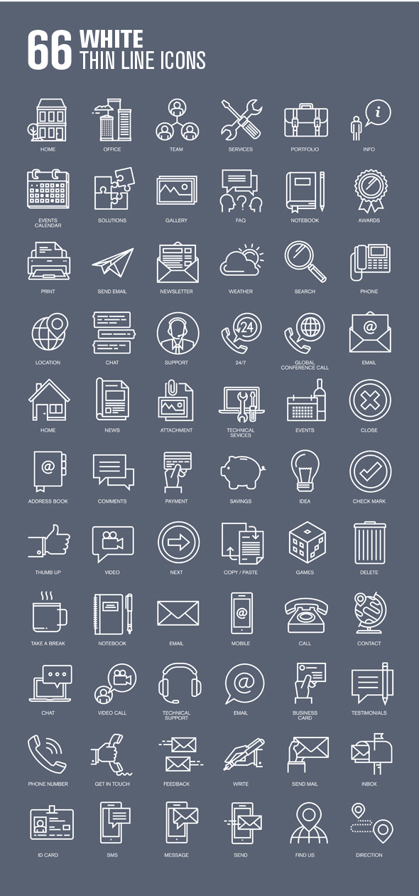 Set of Thin Line Basic Icons Bundle ~ Icons on Creative Market