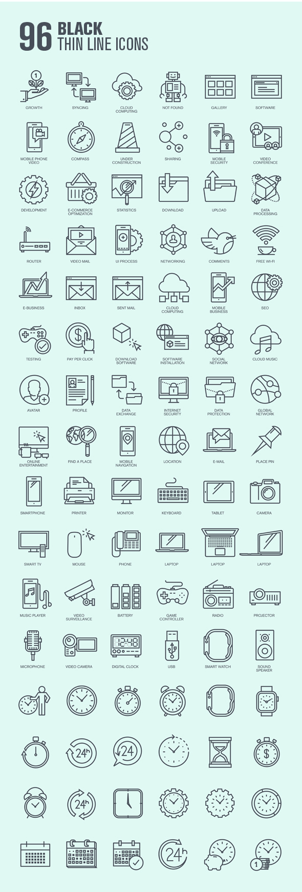 Thin Line Icons Set for Technology ~ Icons on Creative Market