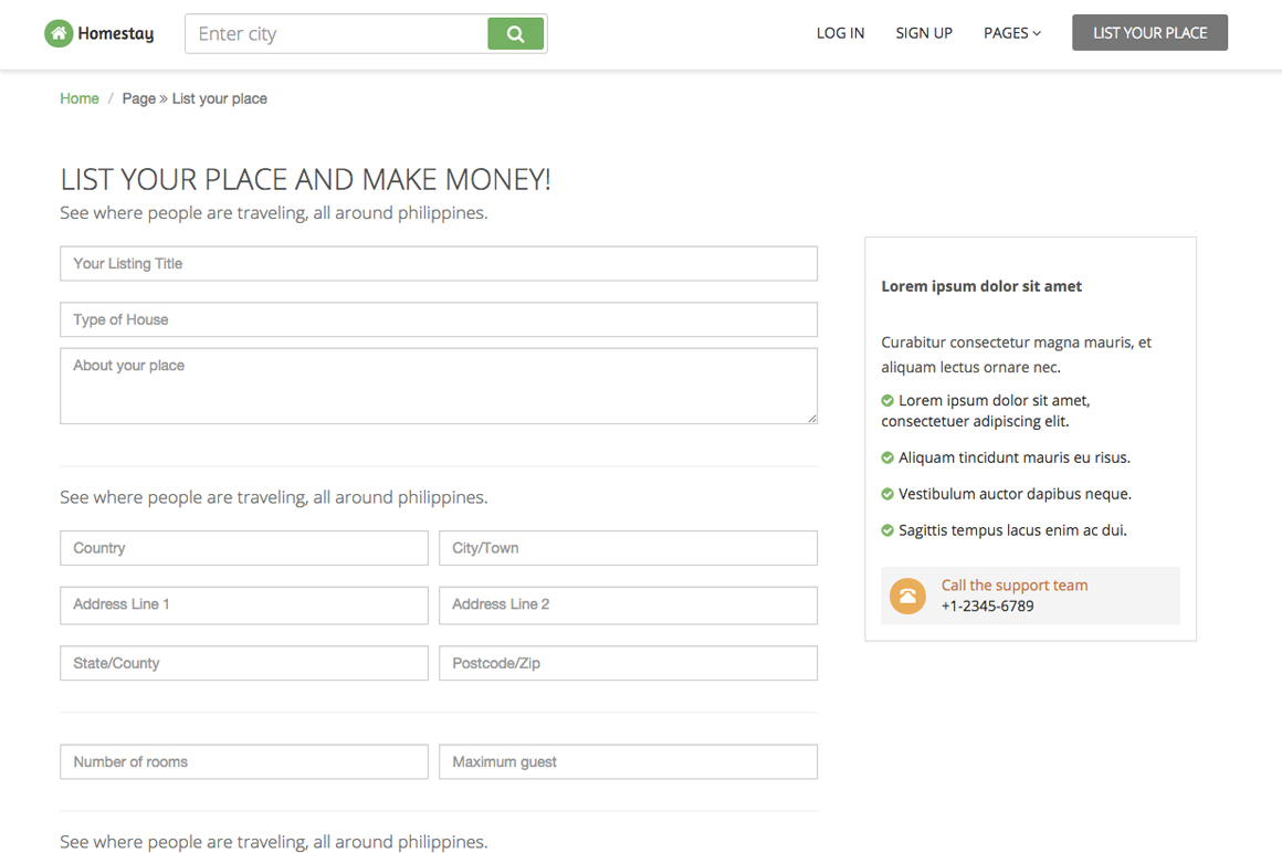 Homestay - Responsive Template ~ Bootstrap Themes on Creative Market