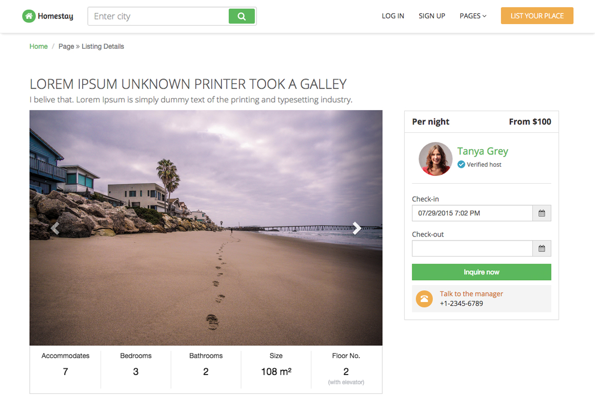Homestay - Responsive Template ~ Bootstrap Themes on Creative Market