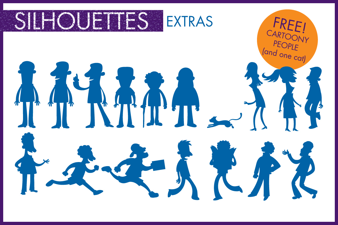 Vector Silhouettes of People & 1 Cat ~ Illustrations on Creative Market