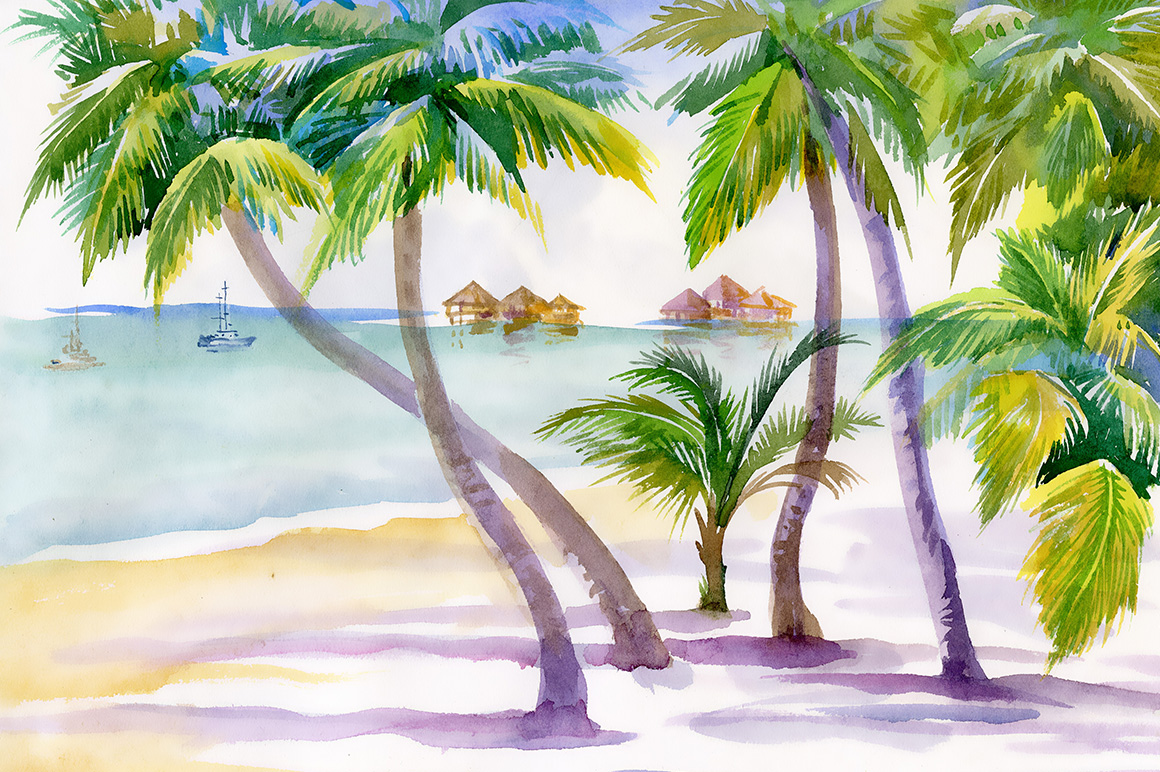 Watercolor beaches ~ Illustrations on Creative Market