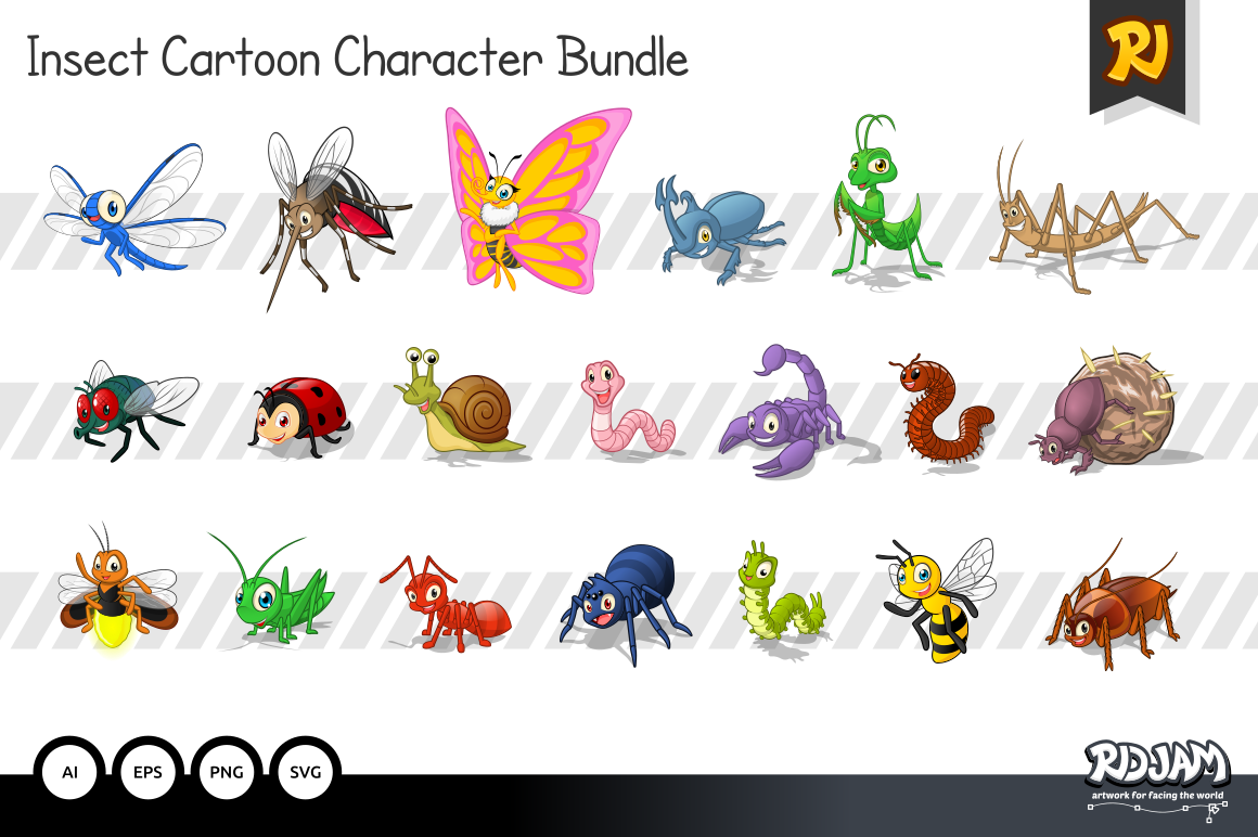 Insect Cartoon Character Bundle ~ Graphics on Creative Market