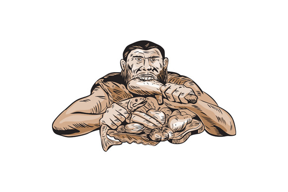 Neanderthal Man Eating Paleo Diet Et ~ Illustrations on Creative Market