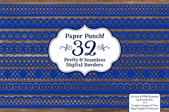 Royal Blue Lace Clipart Borders ~ Illustrations on Creative Market