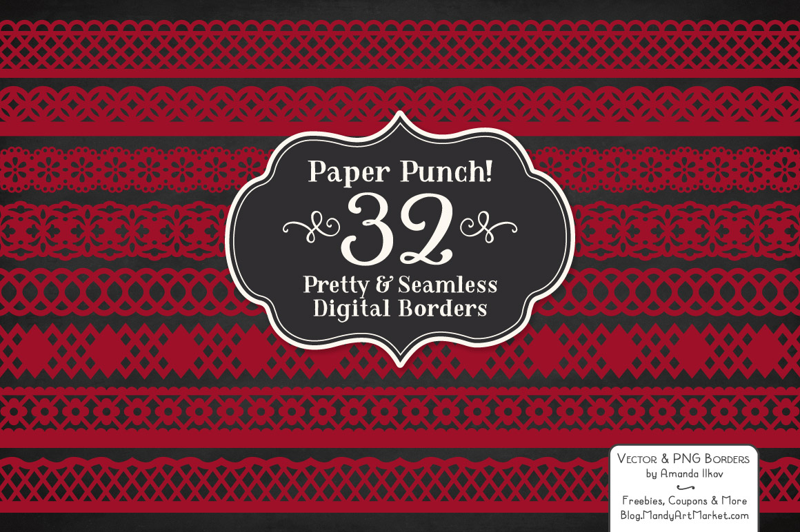 Ruby Red Lace Border Clipart ~ Illustrations on Creative Market