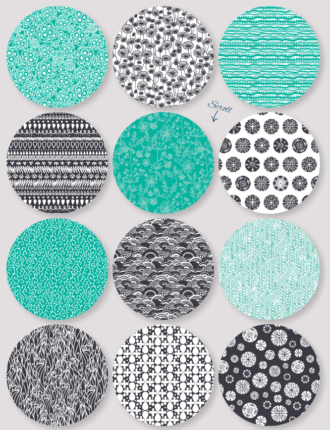 Black & Sea Foam Set of 12 Patterns ~ Patterns on Creative Market
