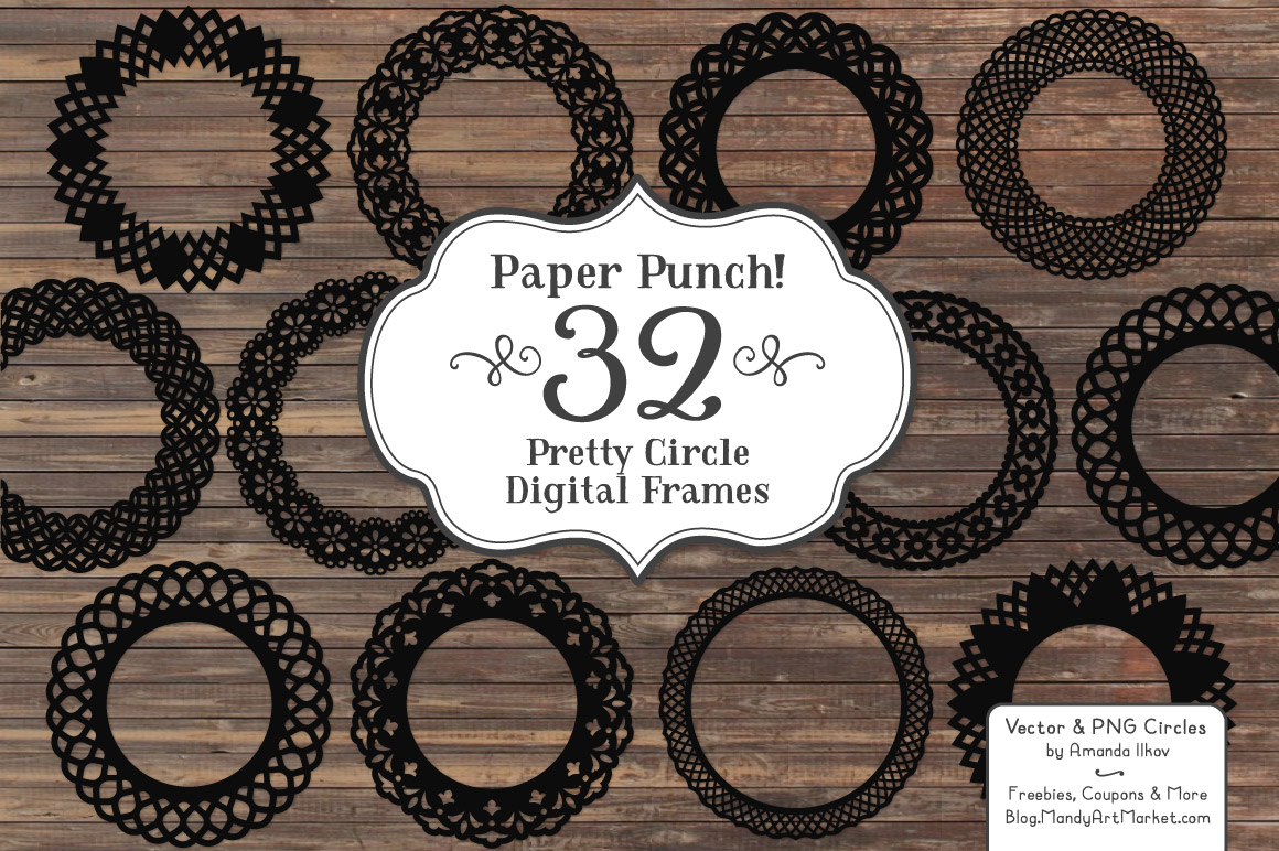 Round Vector Black Lace Frames ~ Illustrations on Creative Market