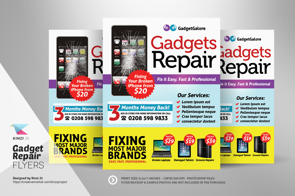 Gadget Repair Flyer Templates ~ Flyer Templates on Creative Market