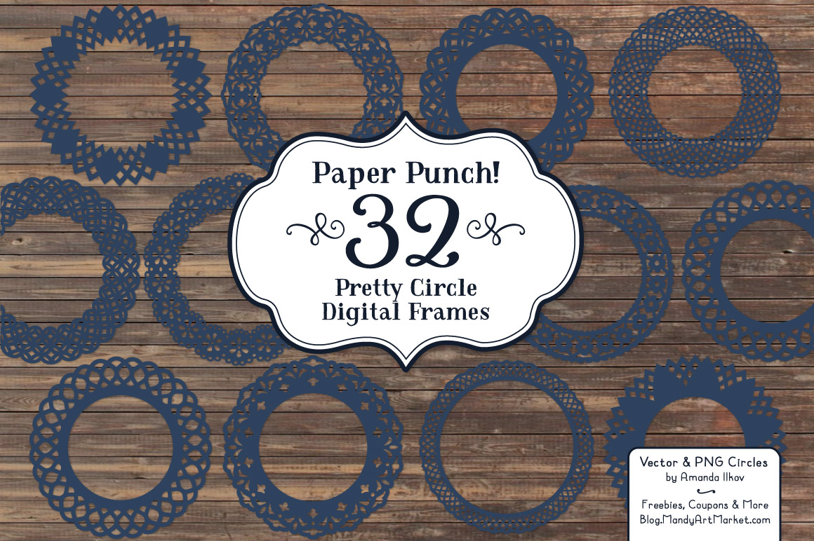 Navy Lace Circle Vector Frames ~ Illustrations on Creative Market