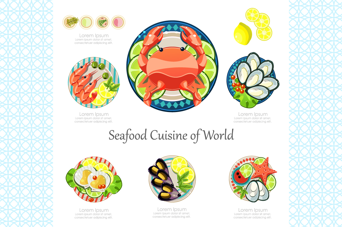 Seafood design set ~ Web Elements on Creative Market