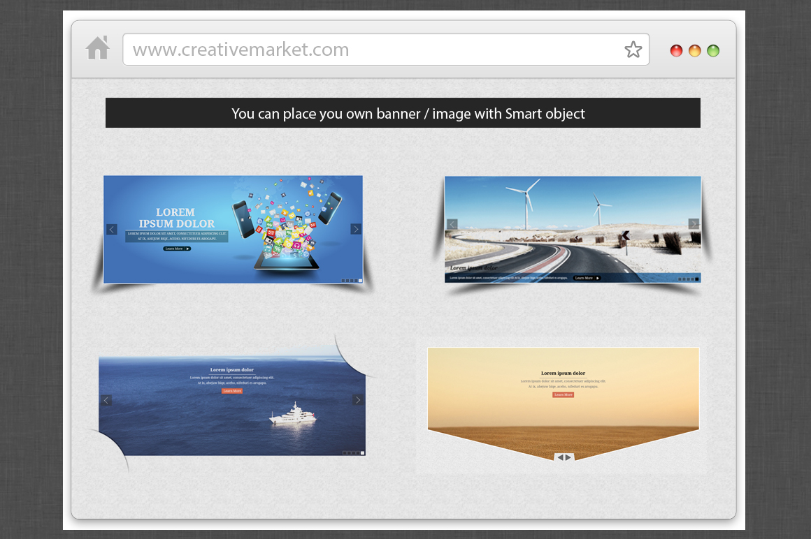25 Realistic Web Slider / Carousel ~ Web Elements on Creative Market