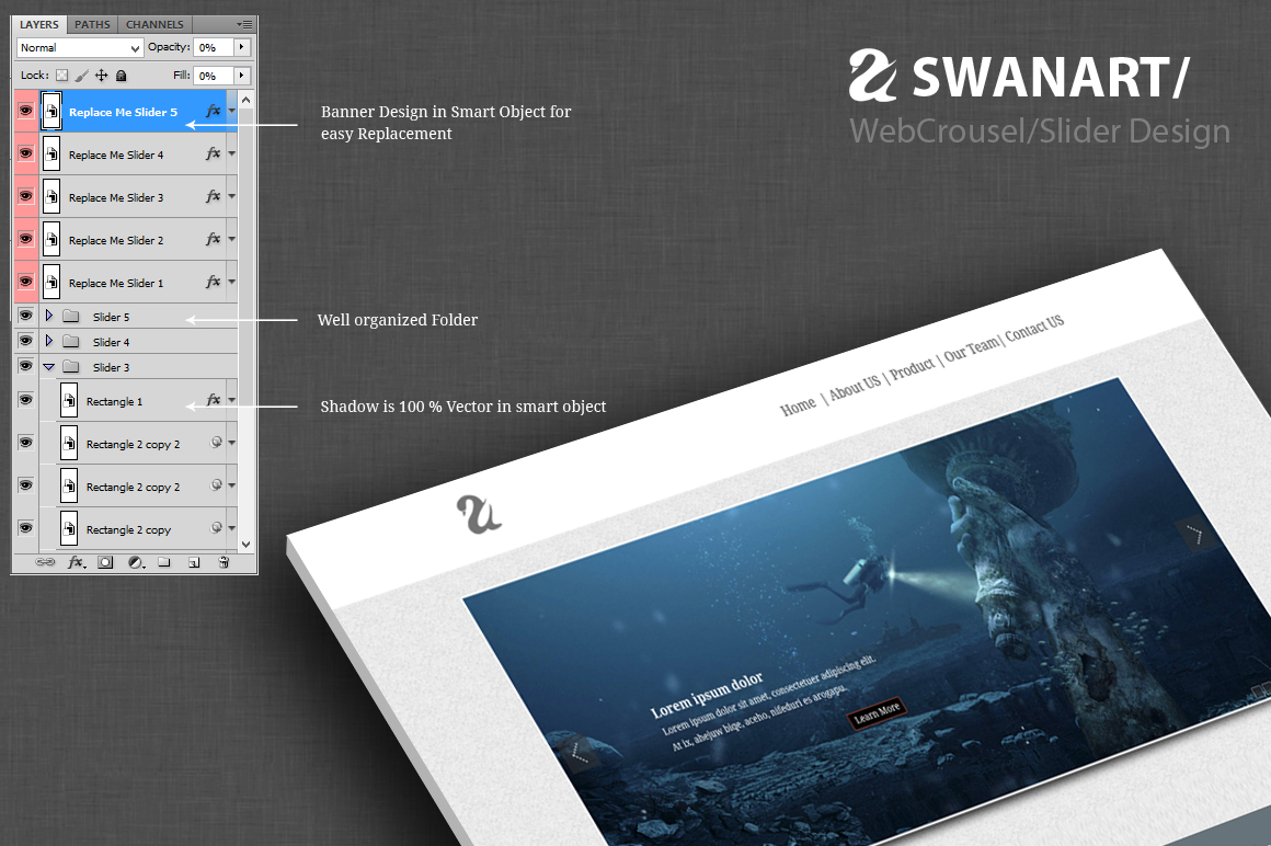 25 Realistic Web Slider / Carousel ~ Web Elements on Creative Market
