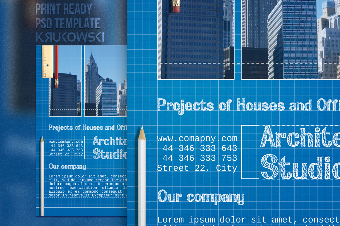 Blueprint Architect Flyer ~ Flyer Templates on Creative Market