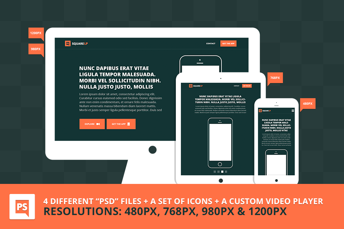 "Square" PSD Boostrap based template ~ Product Mockups on Creative Market