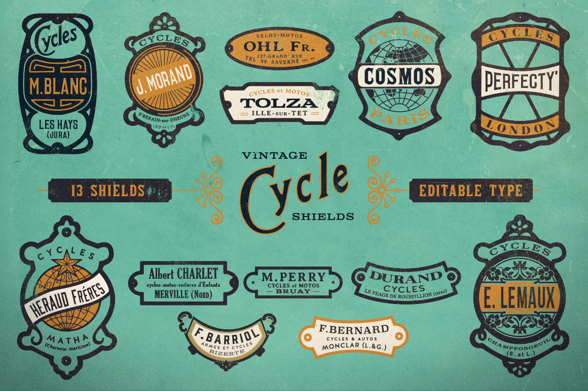 Vintage Bicycle Shields ~ Graphics on Creative Market