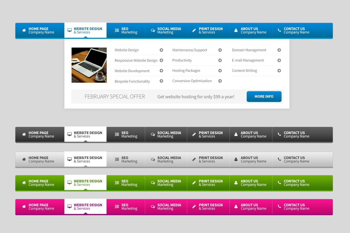 Navigation Menu Bar ~ Web Elements on Creative Market