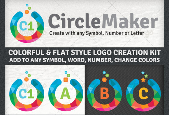 Colorful Flat Circle Logo Maker Set ~ Logo Templates on Creative Market