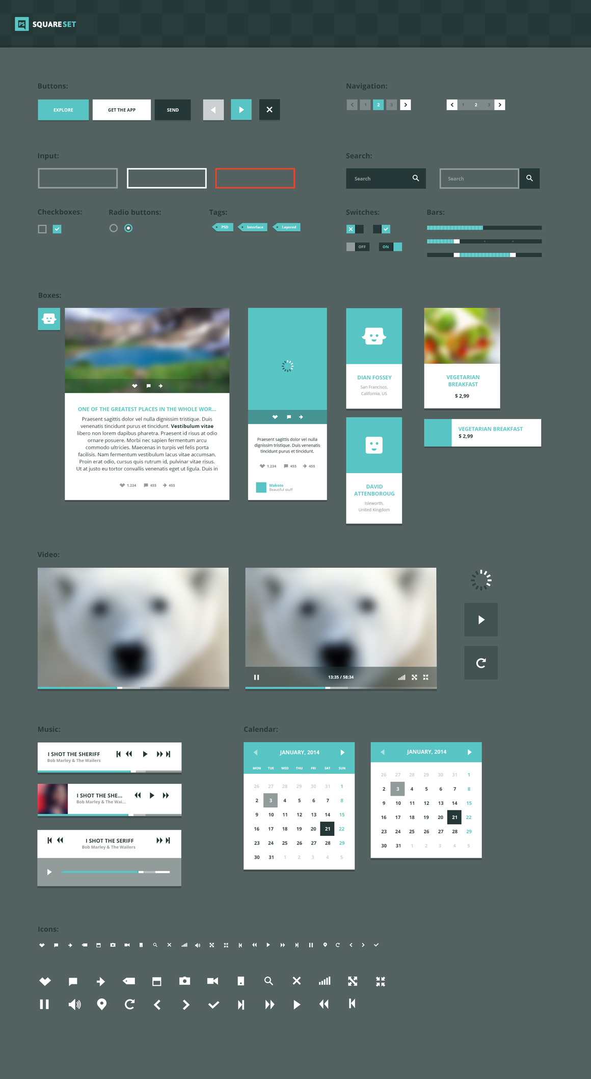 "Square" PSD vector UI web set ~ Web Elements on Creative Market