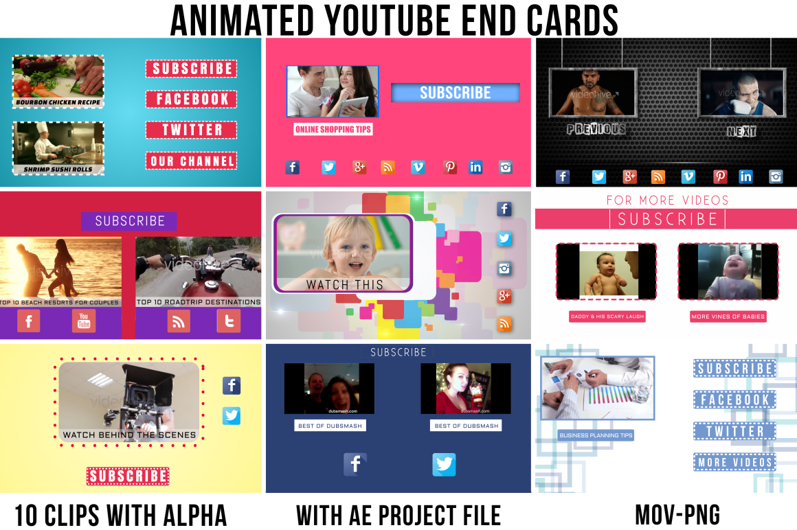 Animated Youtube End Cards Vol 1 ~ Presentation Templates on Creative ...