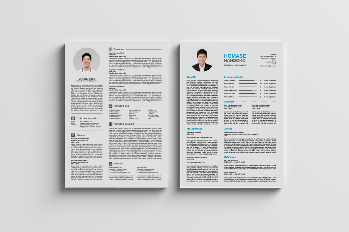 Top 2 Page CV / Resumes / A4 ~ Resume Templates on Creative Market