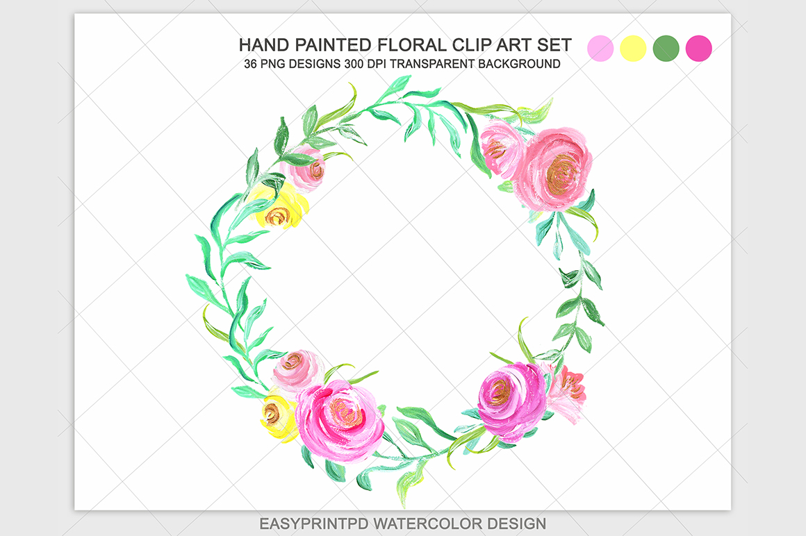 Hand Painted Flowers Clip Art Set ~ Illustrations on Creative Market