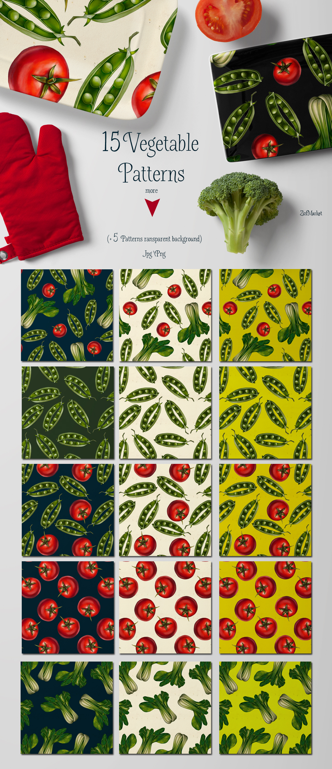 Vegetable Patterns Set ~ Patterns on Creative Market