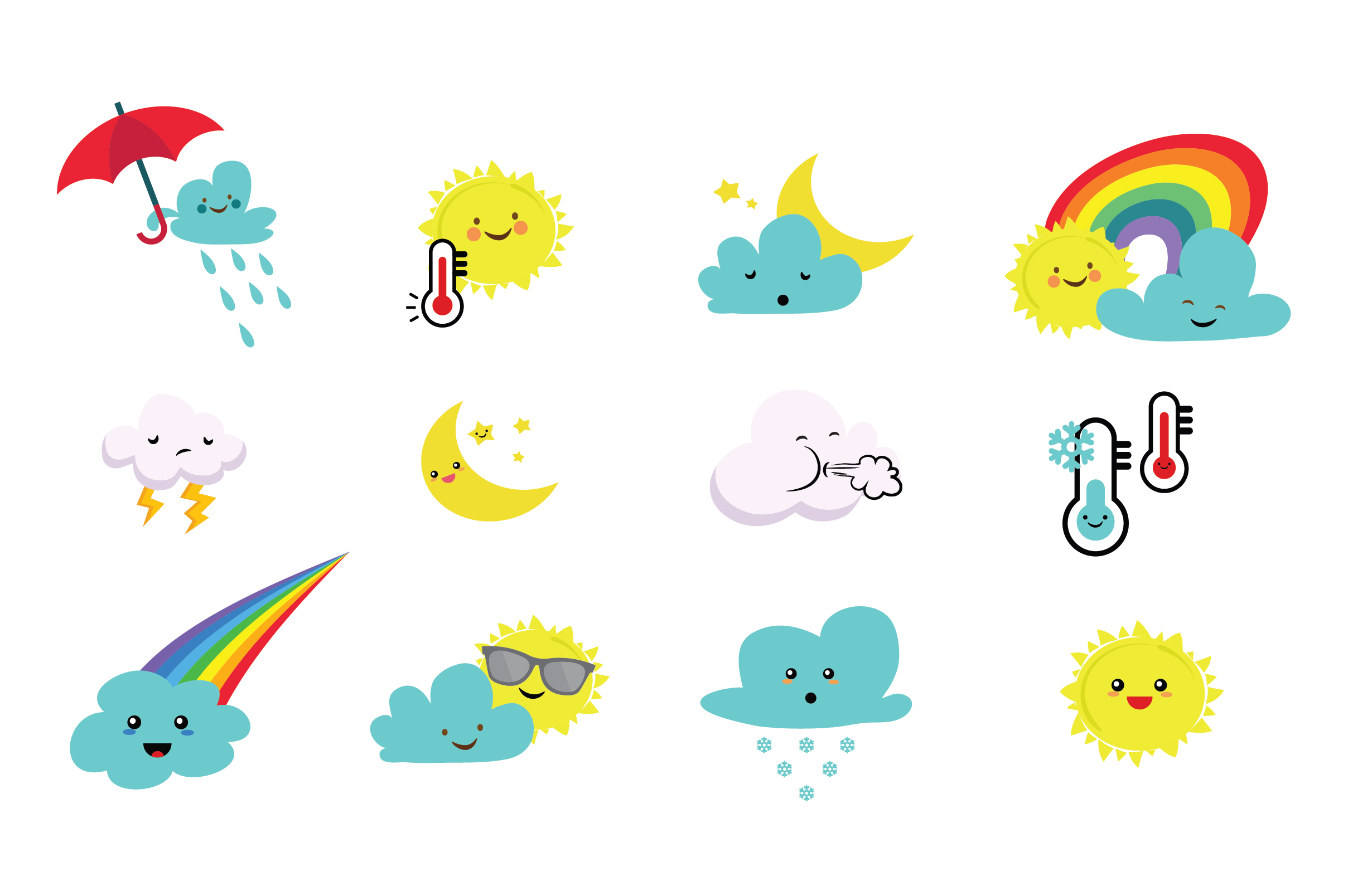Funny weather icons ~ Illustrations on Creative Market