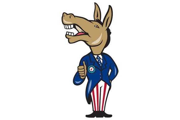 Democrat Donkey Mascot Thumbs Up Car ~ Illustrations on Creative Market