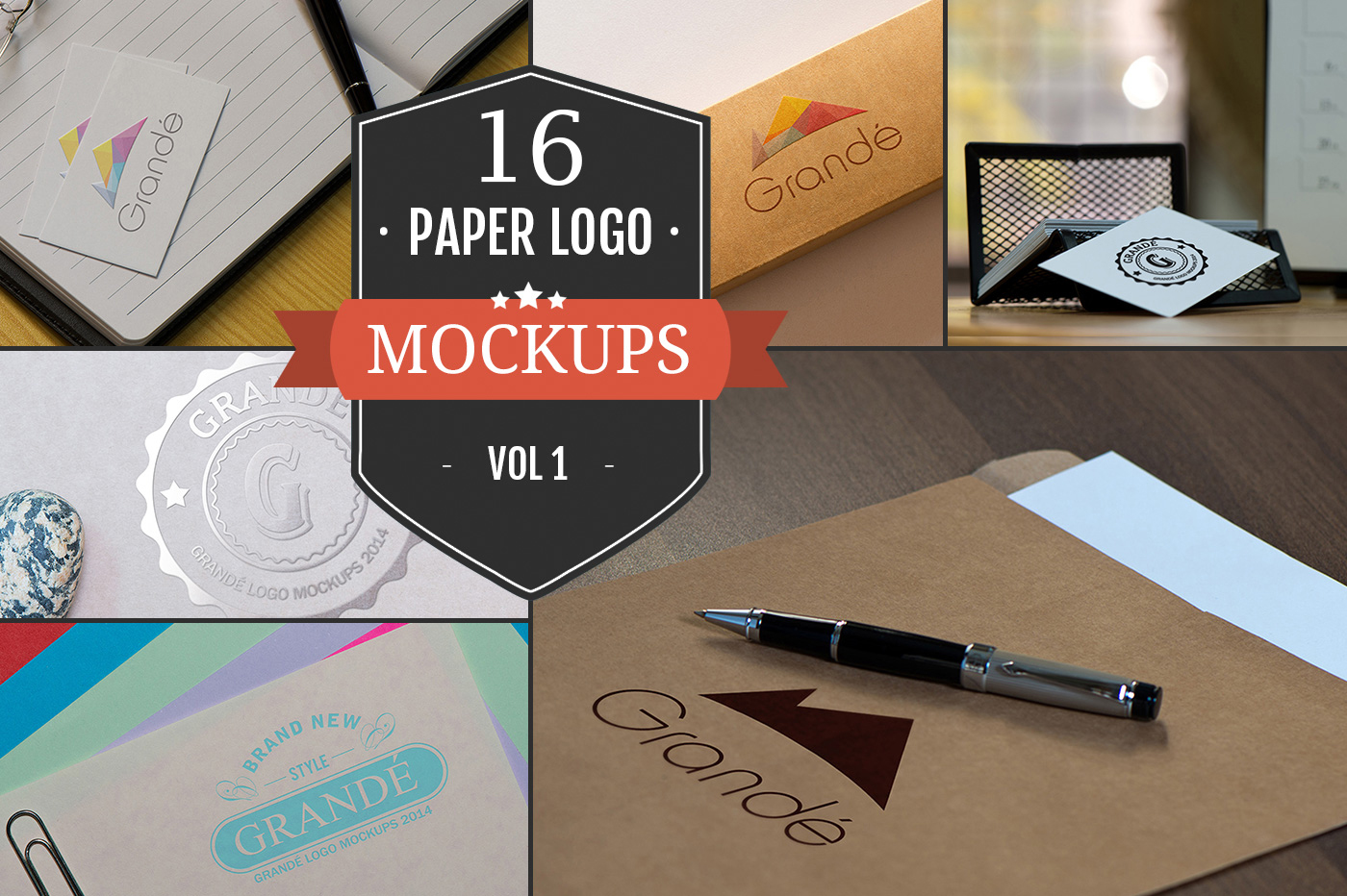 16 Awesome Paper Logo Mockups Vol. 1 ~ Product Mockups on Creative Market