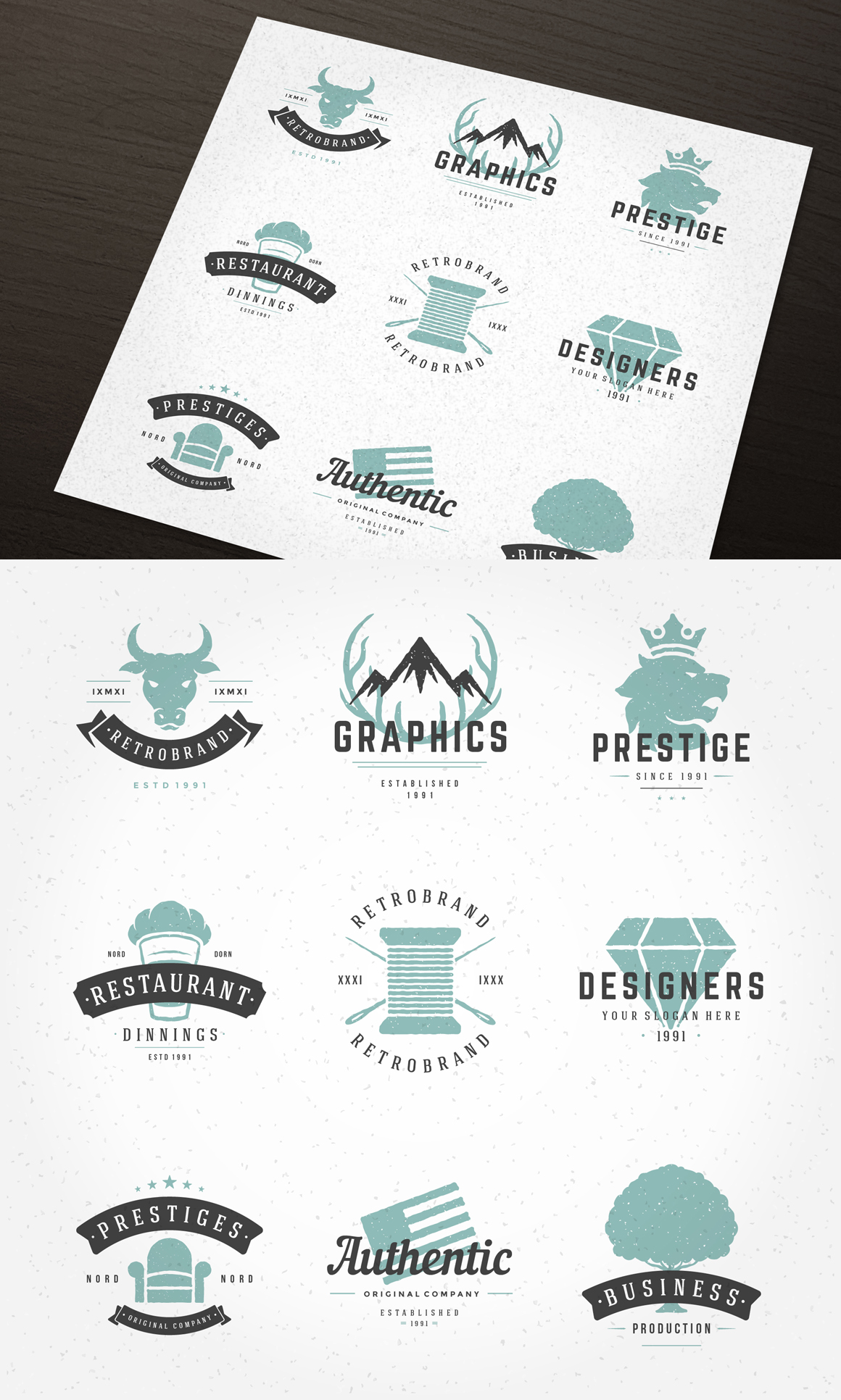 100 Retro objects for logos ~ Logo Templates on Creative Market