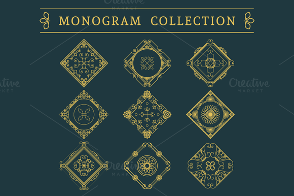 9 Vintage Monograms ~ Illustrations on Creative Market