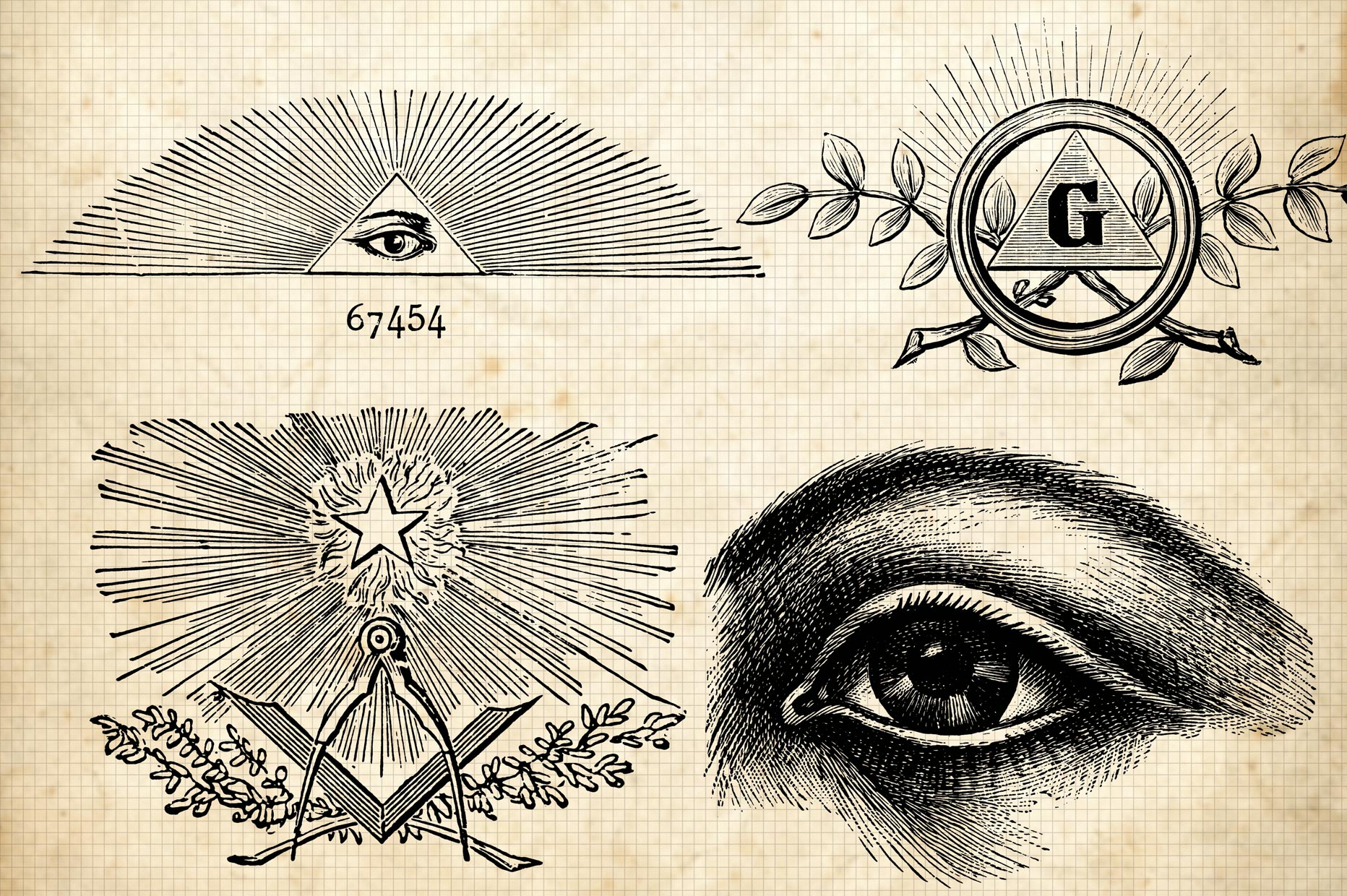 SUNBURST, EYES, ASTRONOMY + 1 BONUS ~ Objects on Creative Market