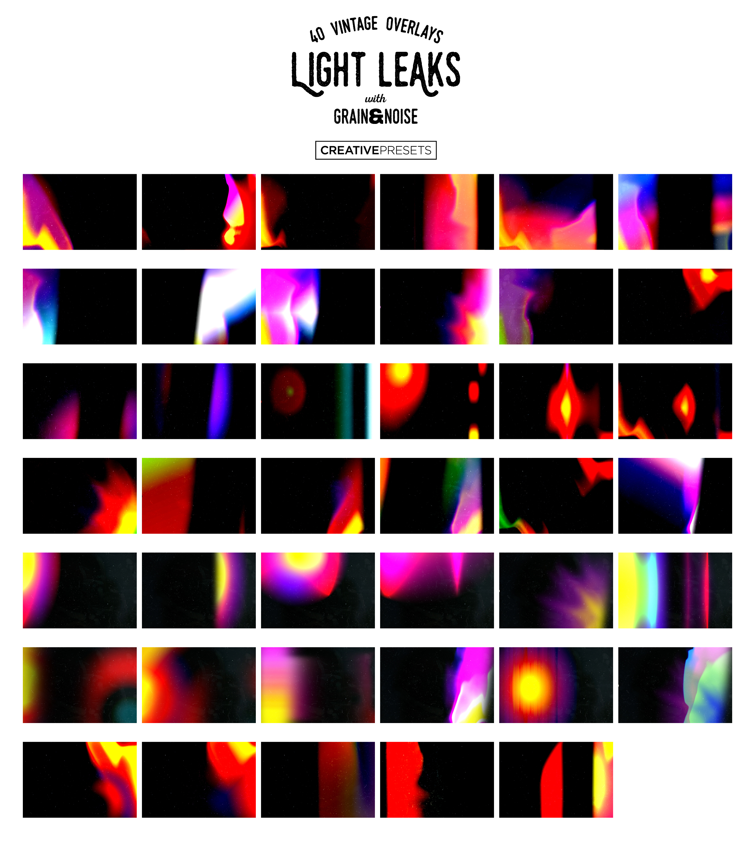 40 Vintage Light Leaks Overlays ~ Textures on Creative Market