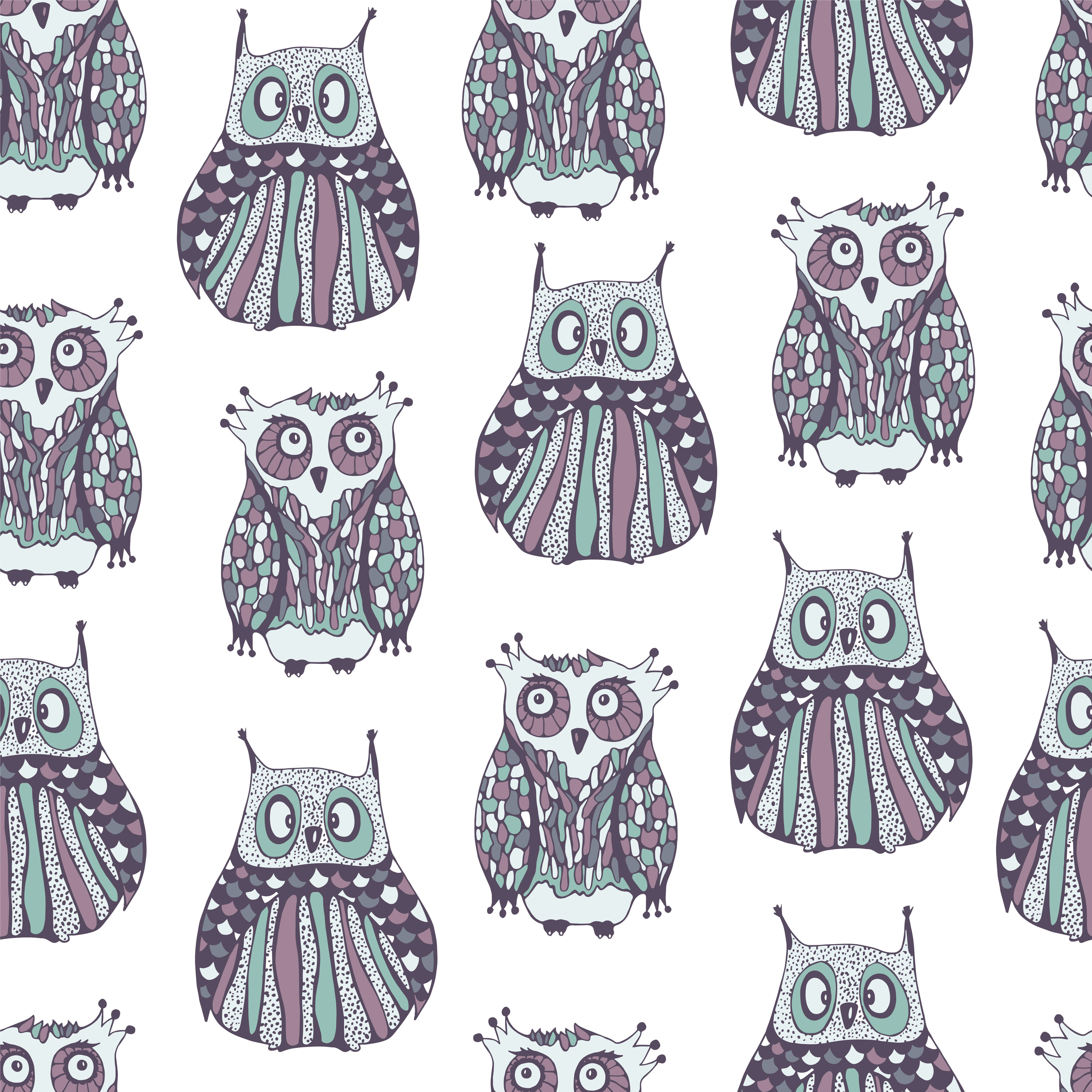 Owls collection + 1 seamless pattern ~ Objects on Creative Market