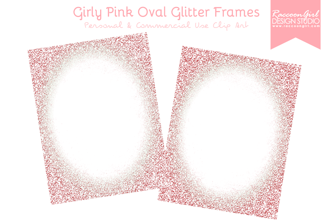 Girly Pink Oval Glittery Frames ~ Illustrations on Creative Market
