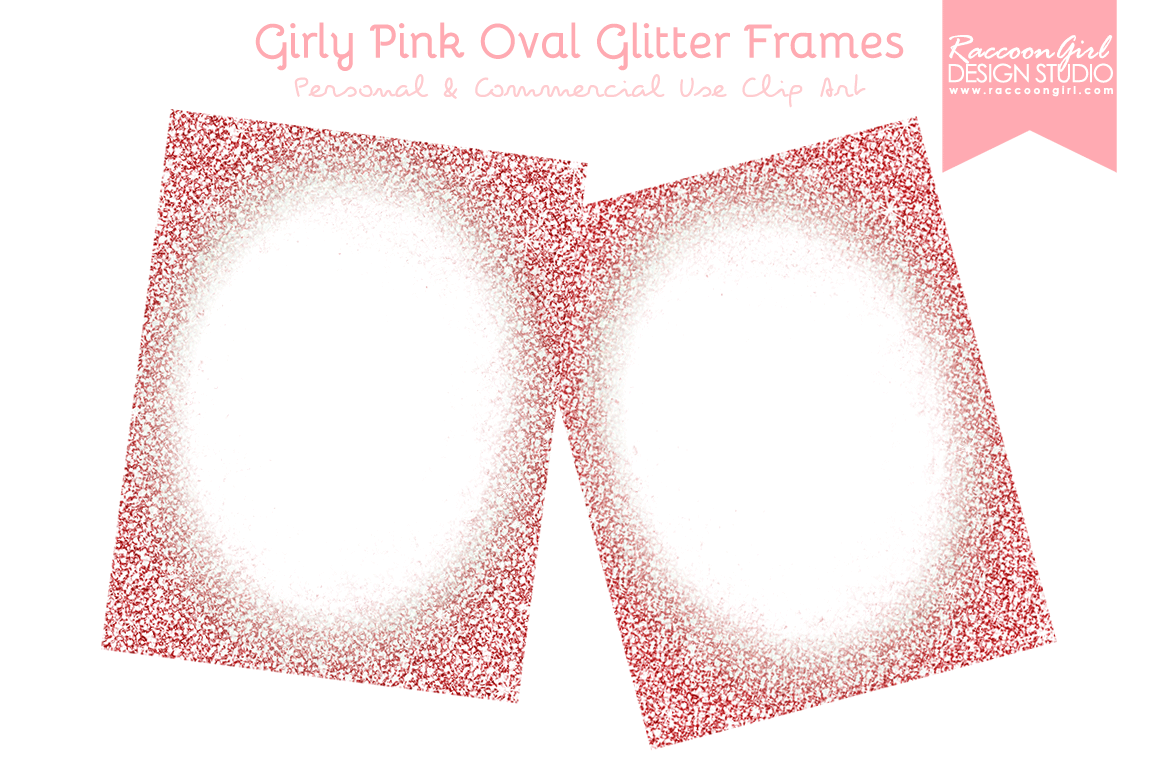 Girly Pink Oval Glittery Frames ~ Illustrations on Creative Market