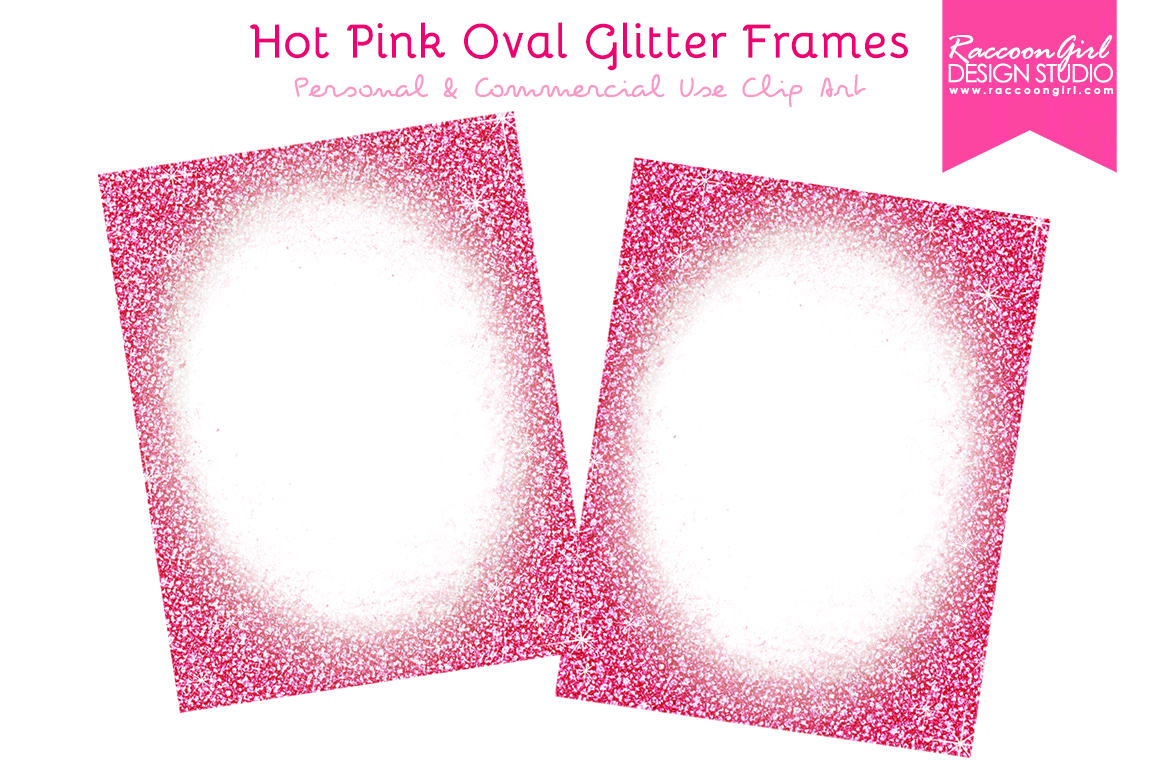 Hot Pink Oval Glitter Frames ~ Illustrations on Creative Market