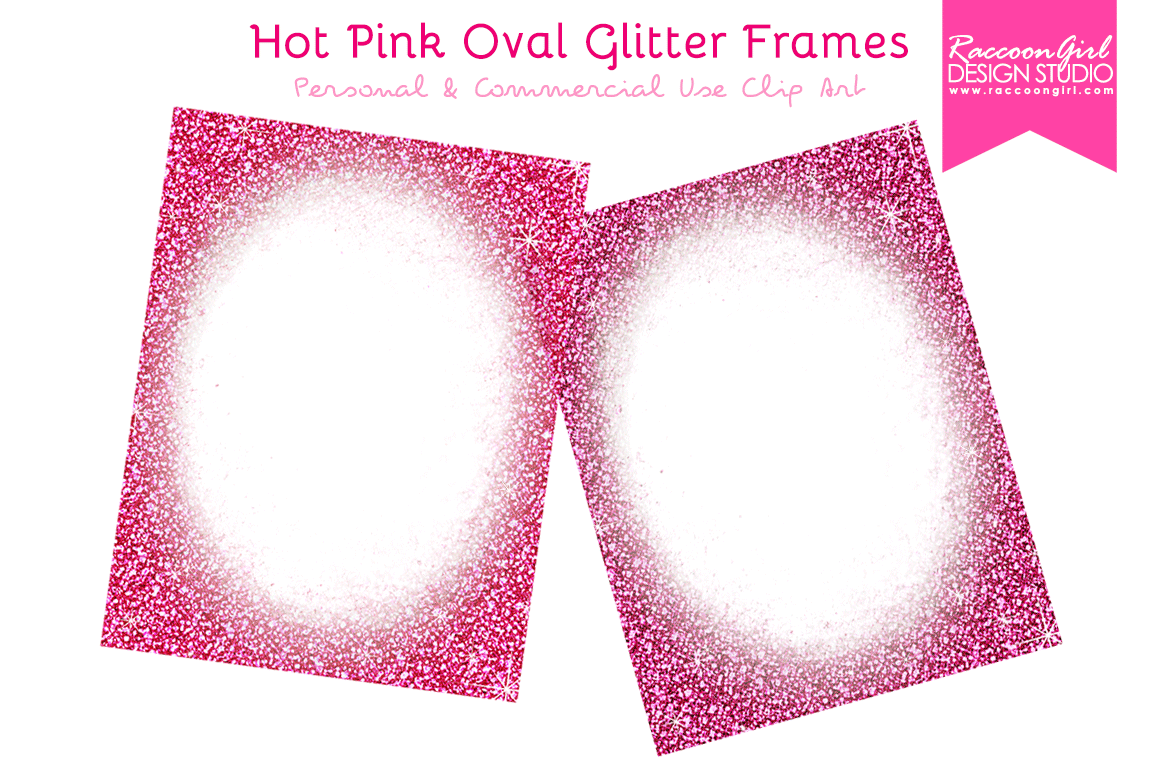 Hot Pink Oval Glitter Frames ~ Illustrations on Creative Market