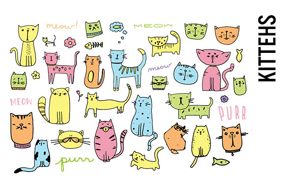 Cat Doodle Illustration Clipart ~ Illustrations on Creative Market