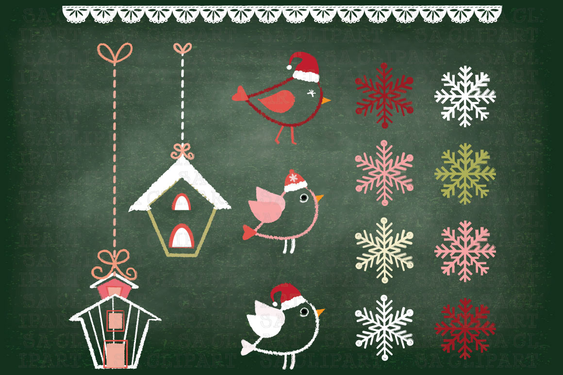 Chalkboard Christmas Floral Clipart ~ Illustrations on Creative Market