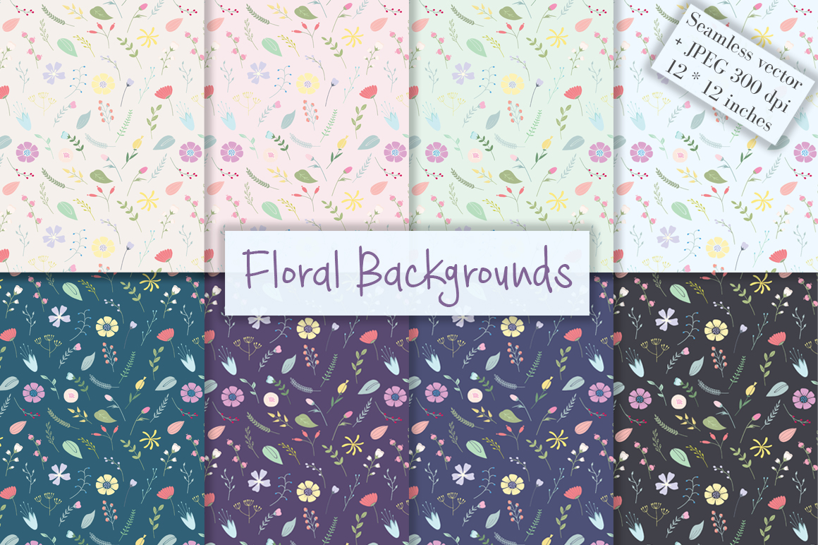 Floral Seamless Backgrounds ~ Graphics on Creative Market