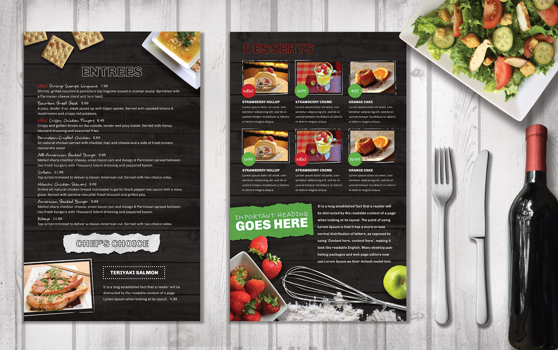 Restaurant Food Menu - Fresh ~ Brochure Templates on Creative Market