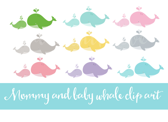 Mommy and baby whale clip art ~ Illustrations on Creative Market